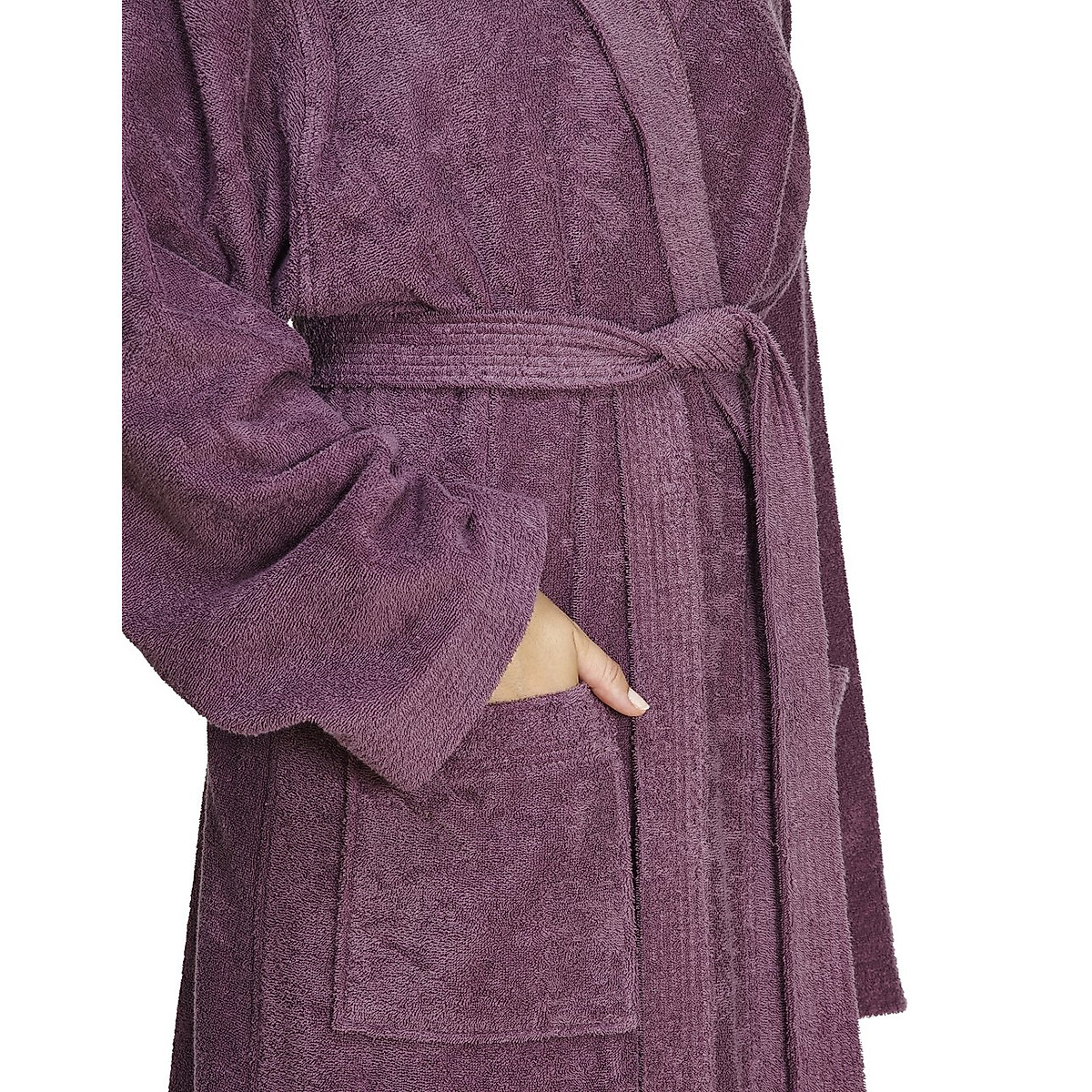 Arus Womens Pacific Long Style Full Length Robe Hooded Turkish Cotton Plum X-Large