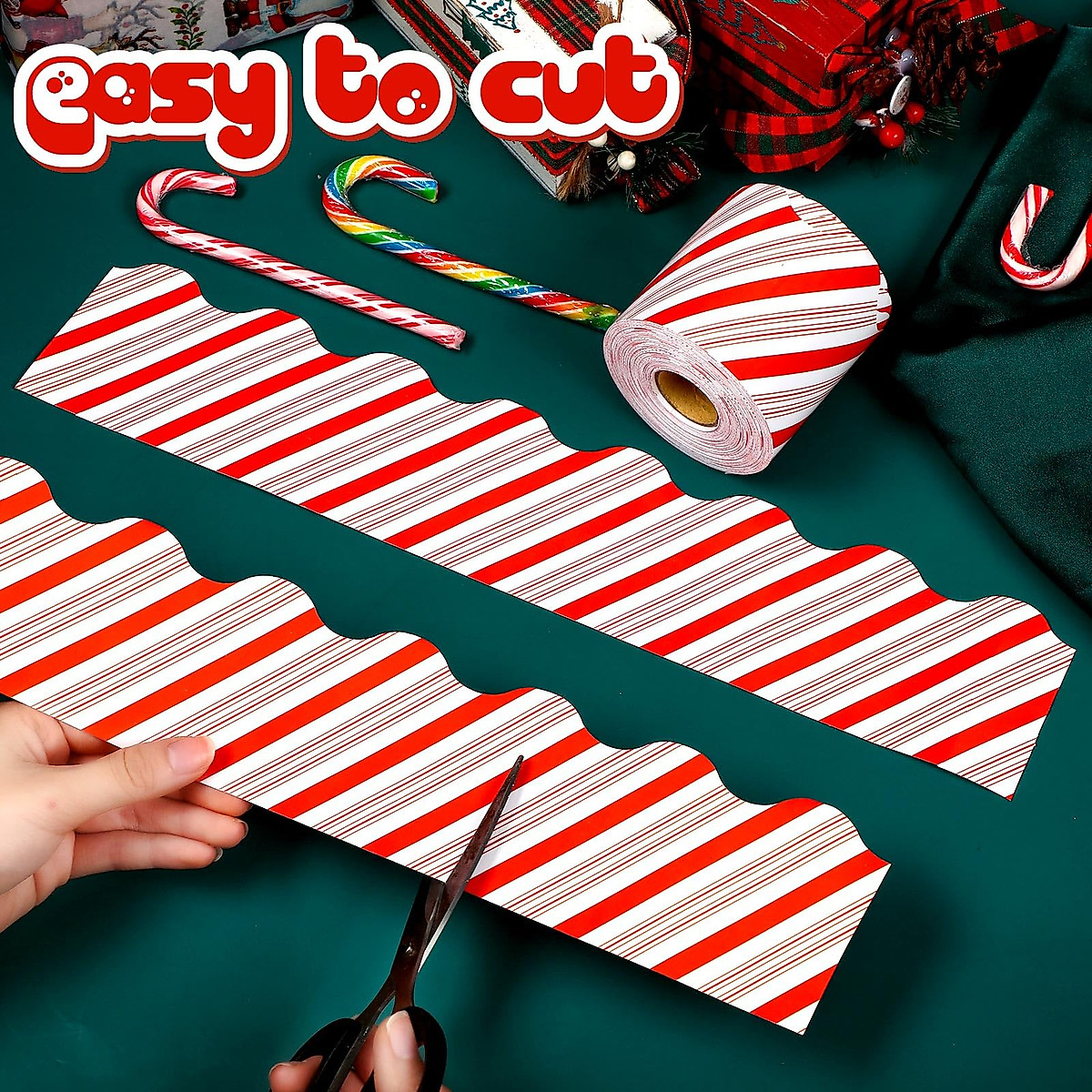 Christmas Candy Cane Border 68.9 Feet Bulletin Board Border Butterflies Flowers Bee Space Inspirational Cute Border for Classroom Bulletin Boards Chalkboard Wall Decor