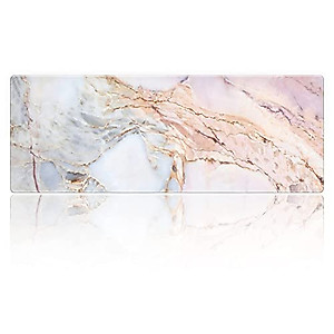 ZYCCW Large Gaming XXL Mouse Pad, Oversized Extended Mouse Mat Pink Marble Desk Pad Keyboard Pad (31.5"x11.8"x0.12") Non-Slip Rubber Stitched Edges(Marble)