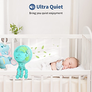 SMARTDEVIL Stroller Fan, 3 Speed Portable Clip on Stroller Fan for Baby, Battery Operated Personal Desk Fan with Flexible Tripod, Mini Handheld Fan for Car Seat, Treadmill, Camping (Blue)