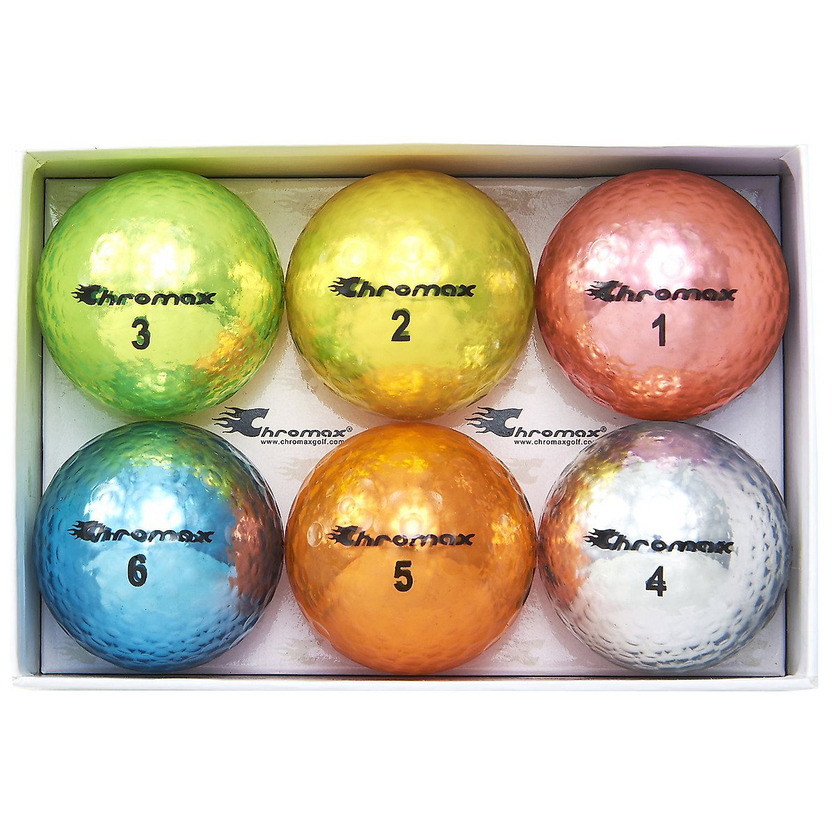 Chromax Metallic M5 Colored Mixed Golf Balls (Pack of 6), Assorted