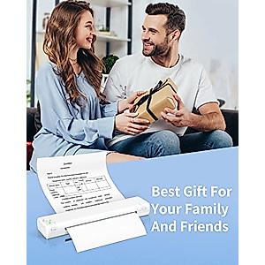 Odaro White M08F Letter Portable Printer for Travel with 200 Sheets Continual Thermal Paper 8.5" X 11" Letter Size