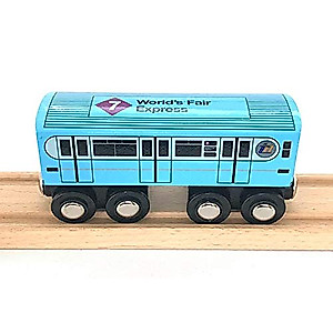Munipals Wooden MP01-11BB NYC MTA Subway 7 Train Car World's Fair Express Bluebird R33WF