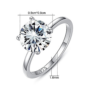 Bcughia CZ Engagement Rings for Women, Promise Rings for Women Cubic Zirconia Sterling Silver Round Zircon with 4 Claws Christmas Ring for Woman