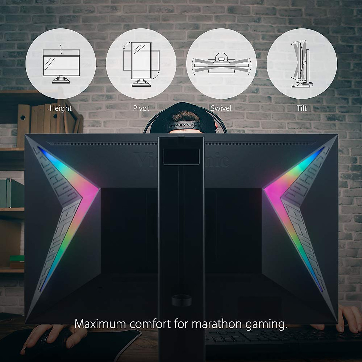 ViewSonic Elite XG240R 24 Inch 1080p 1ms 144Hz RGB Gaming Monitor with FreeSync Eye Care Advanced Ergonomics for Esports (Renewed)