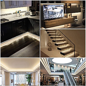 BTF-LIGHTING FCOB COB Flexible High Density Uniform Light LED Strip 8W/m 16.4FT DC12V Daylight White 6000K CRI 90+ 8mm Width Dimmable LED Ribbon for Indoor Decoration(No Adapter or Controller)