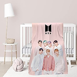 BTS Merchandise Kpop Throw Blanket | BTS Merch Fuzzy Soft Fleece Blanket | 4 Different BTS Blanket Designs (60”x40”)