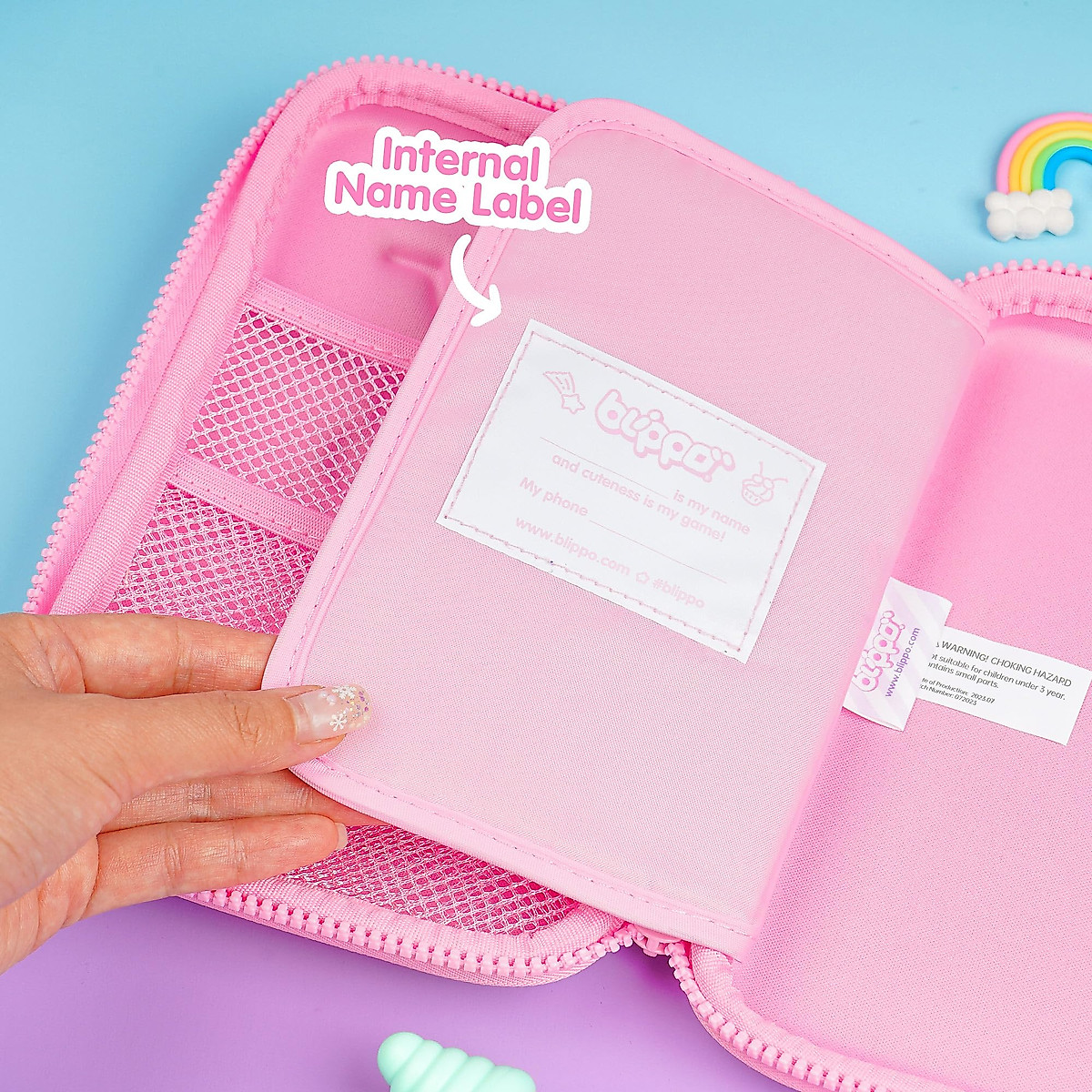 Blippo® Cute Pencil Case for Girls - Pink Pencil Case for School - Kawaii Pencil Case for Kids - Pencil Box for Girls’ School Stuff - Large Pencil Case Organizer Hard Shell - Kawaii School Supplies