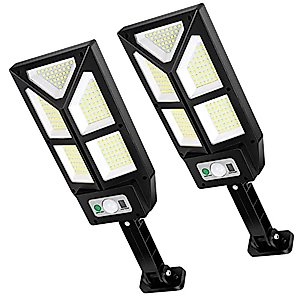 Totexil Solar Street Light, 2 Pack 196 Led Wireless Remote Control Solar Outdoor Lights, IP65 Waterproof Motion Sensor Security Solar Flood Lights with 3 Modes for Garden Street Patio Deck Garage Path