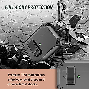 RFUNGUANGO AirPods Pro 2nd Generation/1st Generation Case Cover with Secure Lock Clip,Automatic Pop-up Case Full-Body Shockproof Hard Protective Cover for AirPods Pro 2 Case(2022/2019) - Black