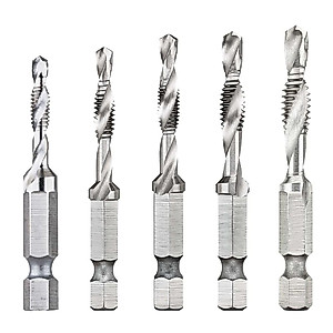 DEWALT Drill Tap Set, Impact Ready, 1/4-Inch, 5-Piece (DWADTQTR5SET)