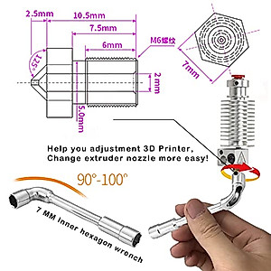 XIFOWE Nozzles 22 pcs 3D Printer Brass Nozzles for V5-V6 3D Printer, 0.2mm, 0.4mm, 0.6mm, 0.8mm, 1.0mm, with DIY Tools and A Ten-Grid Parts Box, Compatible with I3 A8 MK3/MK3S Clone