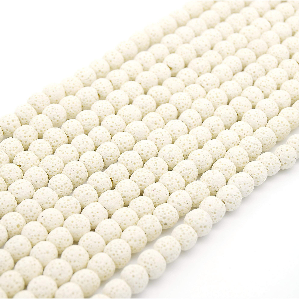 Beadlanta | White Round 8mm Lava Beads for Jewelry Making | Semi Precious Stone Beads | Dragon Stone | Gemstone Beads for Jewelry Making | Natural Stone Beads for Bracelets and Bracelet Making