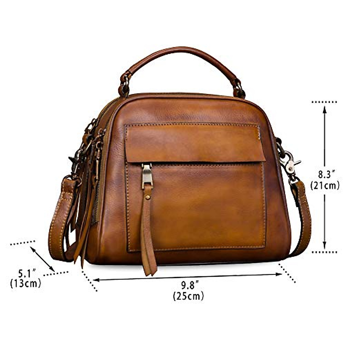 Genuine Leather Crossbody Bags for Women Handmade Vintage Hobo Handbag Clutch Satchel Purses (Brown)