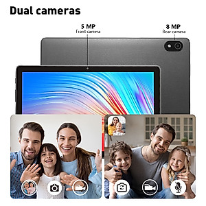 Tablet 10 Inch,Android 11 Tablet AX WiFi 6+2.4&5GWifi,3GB RAM 32GB ROM Storage,IPS HD 1332x800 Screen,Quad Core Processor,5MP+8MP Camera,Bluetooth 5.0,6000 mAh Battery,Leather Fine Grain(Grey)