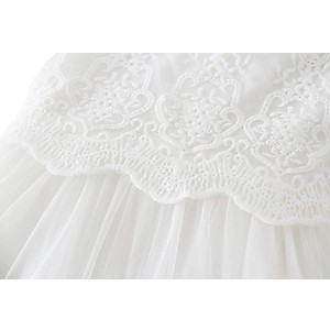 DINGDONG'S CLOSET Baby Toddler Girls Christening Baptism Embroidered Dress with Bonnet 2Pieces Grown Outfit(18Months) Ivory