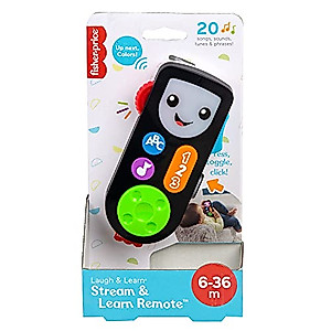 Fisher-Price Laugh & Learn Baby & Toddler Toy Stream & Learn Remote Pretend Tv Control with Music & Lights for Ages 6+ Months