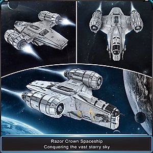 WLOXBKF MOC Starship Toys The Razor Crest Spaceship Model Building Kits,Star Plan UCS Collectible Set for Adults Compatible with Star Wars A New Hope Educational Blocks (5018 Pieces)