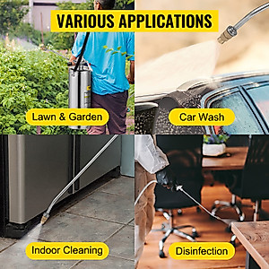 Happybuy 3 Gallon Stainless Steel Sprayer, 20" Wand & 3FT Reinforced Hose, Hand Pump Sprayer with Pressure Gauge, Safety Valve & Adjustable Nozzle, Garden Weed Sprayer for Lawn, Gardening & Sanitizing