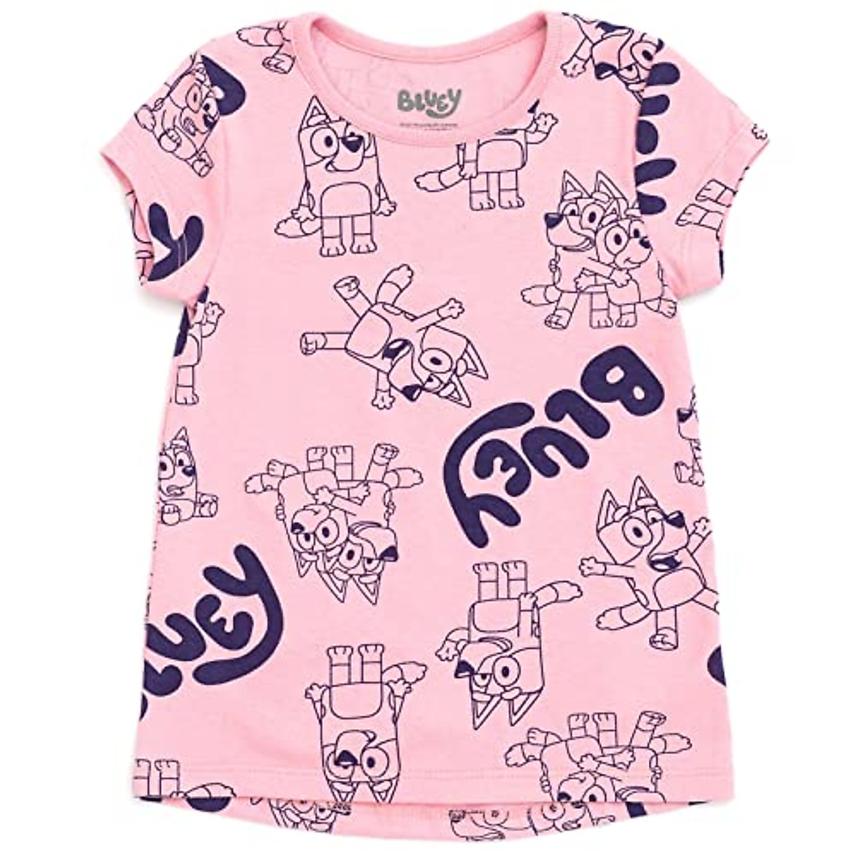 Bluey Toddler Girls 4 Pack T-Shirts Pink/Orange/Blue/Gray 4T