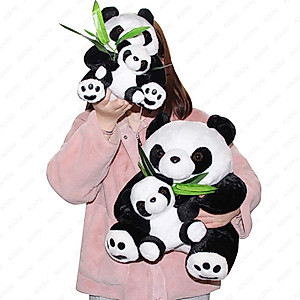 AIXINI 10" Plush Panda Stuffed Animals with Panda Baby Soft Toy, Native Mom & Baby Plush Bamboo Panda