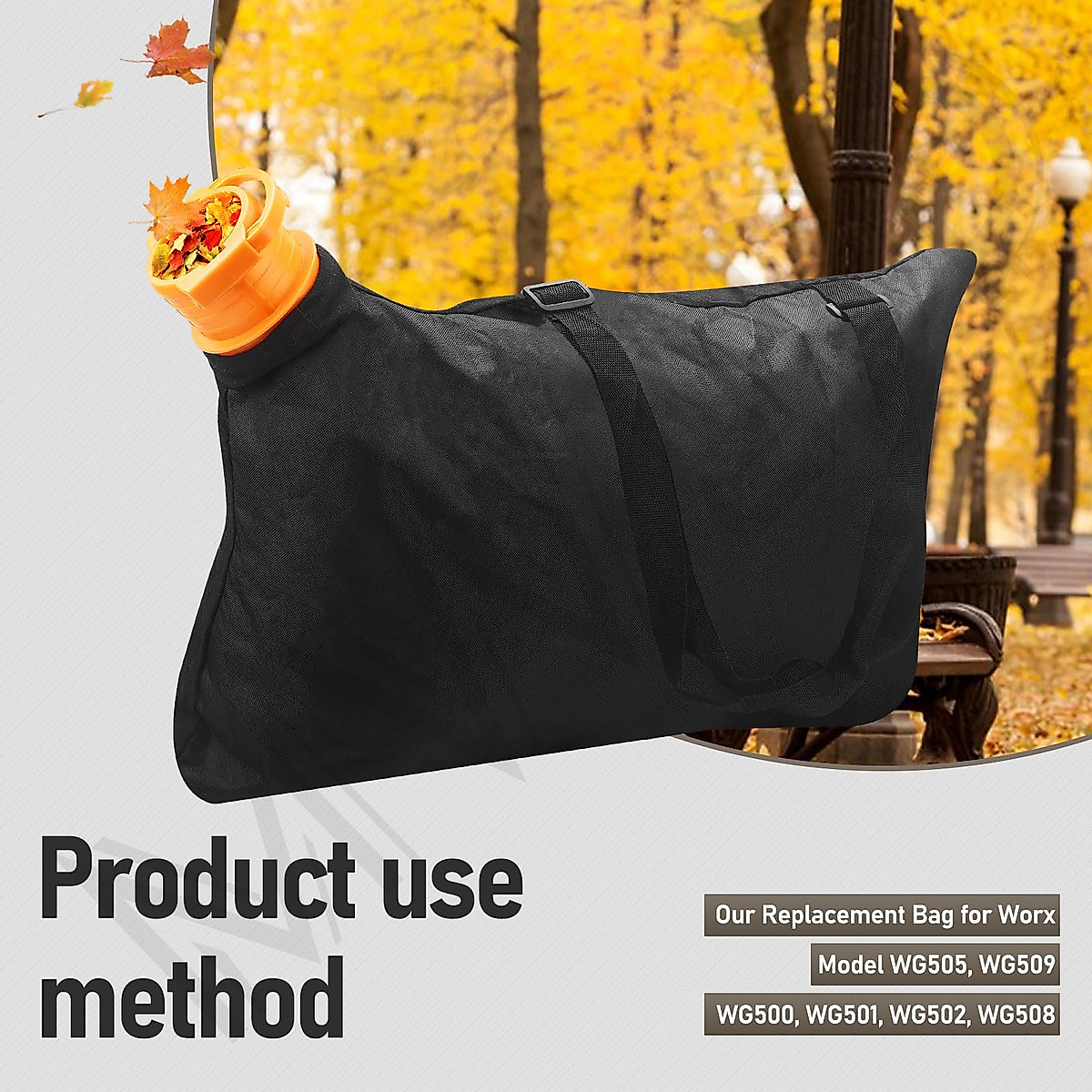 MWEDP 50026858 Trivac Leaf Collection Bag WGBAG500 Compatible with Worx WG500, WG501, WG502, WG505, WG508, WG509, WG518 Blower/Vacuum Cleaner