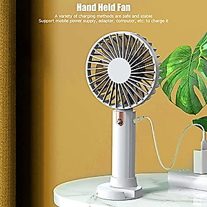 RAZURE Handheld Fan Mini Portable Fan, Cute Mini Personal Fan with 3 Levels Speeds Adjustable, USB Rechargeable Battery Operated Hand Fan for Stylish Women Men Travel Indoor Outdoor