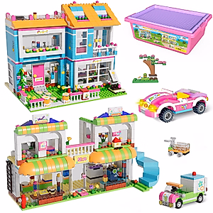 Friends House Building Toy Set for Girls, Friends Family House Supermarket Building Kit with Storage Box, Creative Roleplay Building Blocks Toy Gifts for Kids Boys Girls Aged 6-12 (1657 Pieces)
