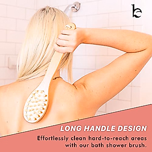 Dry Brushing Body Brush for Lymphatic Drainage with Anti Cellulite Massager - Long Handle Dual Sided Body Brush for Showering - Dry Brush for Body Back Scrubber for Shower (1Pc)