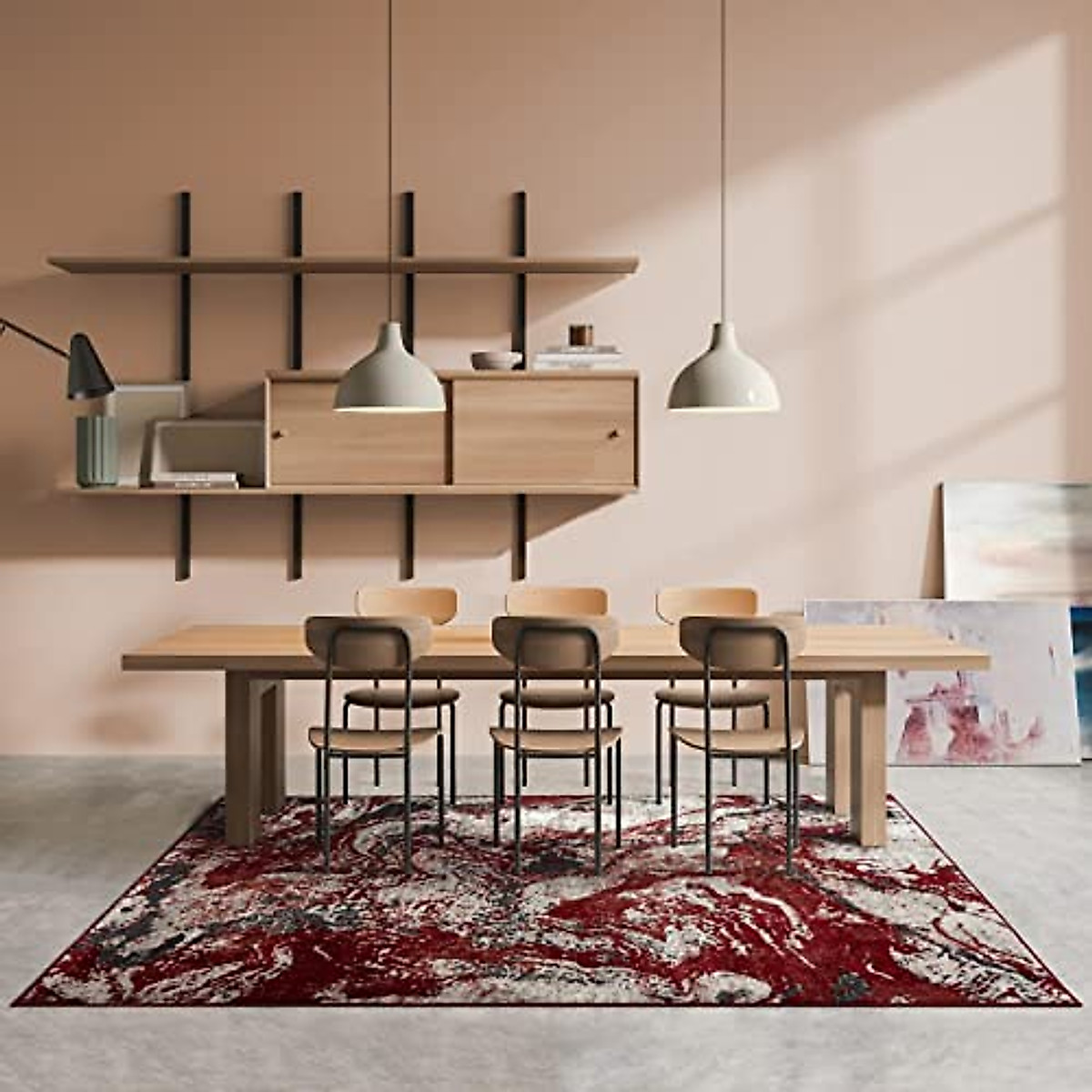 LUXE WEAVERS Abstract Marble Swirl Red 8x10 Area Rug