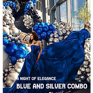 yeewaka royal blue and black silver balloon garland arch kit 160+pcs for Wedding Birthday anniversary baby shower 2024 graduation Prom decorations