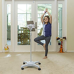 Hello LLamas Tablet Stand Holder with Wheels + Table Top Holder for Ipad- Extra Tall - Heavy Duty Multi Angle Adjustable - for School, Meetings, Education, Web Casts, Video Recordings