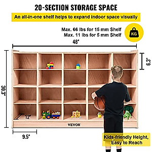 Happybuy 20-Section Cubbies for Classrooms, Cubby Storage Cabinet, Classroom Cubbies, Compartment Storage Cabinet, Classroom Furniture for Home, School, Kindergarten