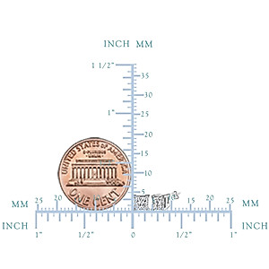 14k White Gold Princess Cut White Cubic Zirconia Stud Earrings, 5mm