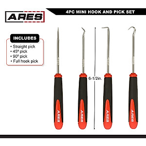ARES 10036 - Precision Hook, Pick, and Driver Set - 12-Piece Set Includes Angled, Straight, and Full Hooks and Picks – Flathead, Phillips, and Torx Drivers - Easily Remove Pieces and Drive Fasteners