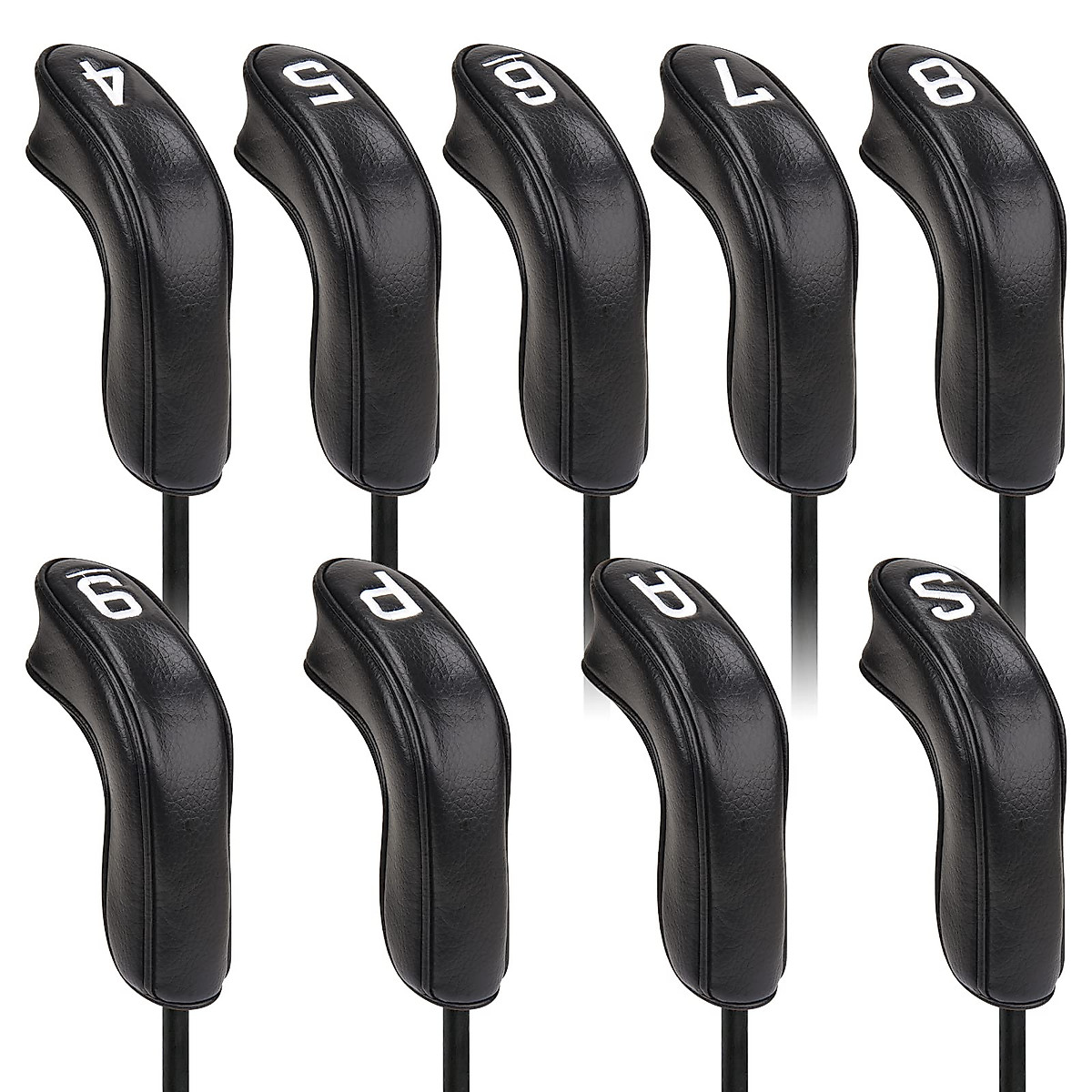 BIG TEETH Golf Hybrid Iron Head Cover 9Pcs Hybrid Head Covers Set Long Hybrid Iron Covers, Golf Club Covers W/Big NO. for Cleveland Launcher, Cobra T Rail Hybrid Irons (1set of 9pcs(4-9,P,A,S))