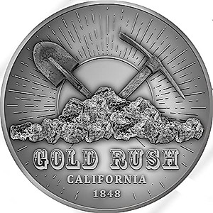 2023 DE California Gold Rush PowerCoin Anniversary 1 Oz Silver Coin 2000 Francs Cameroon 2023 Antique Finish