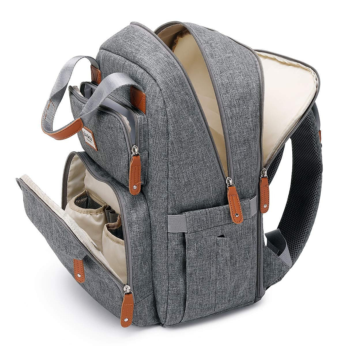 QIMIAOBABY Diaper Bag Backpack, Multifunction Travel Back Pack Maternity Baby Changing Bags (Gray)