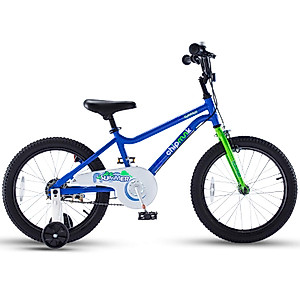 RoyalBaby Summer Kids Bike 18 Inch Boys Bicycle with Training Wheel Dual Handbrakes Ages 5-9 Years, 18" Blue