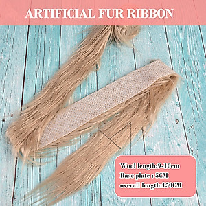 4PCS Faux Fur Ribbon 2"x60" Faux Fur Fabric Pre Cut Rolls Soft Christmas Fluffy Craft Fur Plush Patch Sewing Fur Cuts Furry Patch Ribbon for Cosplay Costume DIY Craft Gnomes Beard Dwarf Decoration