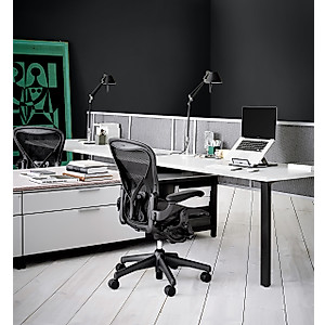 Herman Miller Classic Aeron Task Chair: Tilt Limiter w/Seat Angle Adj - PostureFit Support - Fully Adj Vinyl Arms - Hard Floor Casters