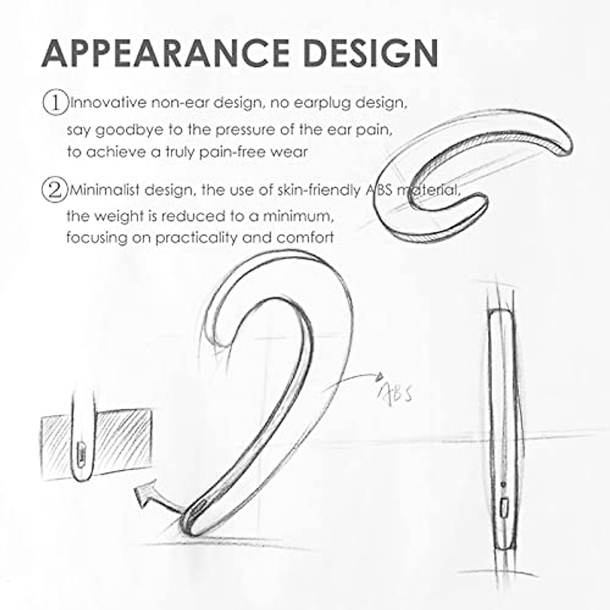 Open Ear Air Bone Conduction Headphones Wireless Single Earbud with Earhooks Bone Conducting Earphones Gym Sport Running Workout Ear Bud Comfortable Bluetooth Earpiece for Small Ear Canals Sliver