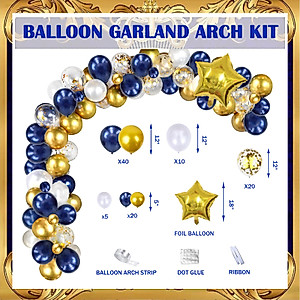 122 PCs Royal Prince Baby Shower Decorations for Boy, Fiesec A Little Prince Is On The Way Its Royal Baby Shower Backdrop Balloon Garland Banner Cake Cupcake Topper Crown Star Blue White Gold