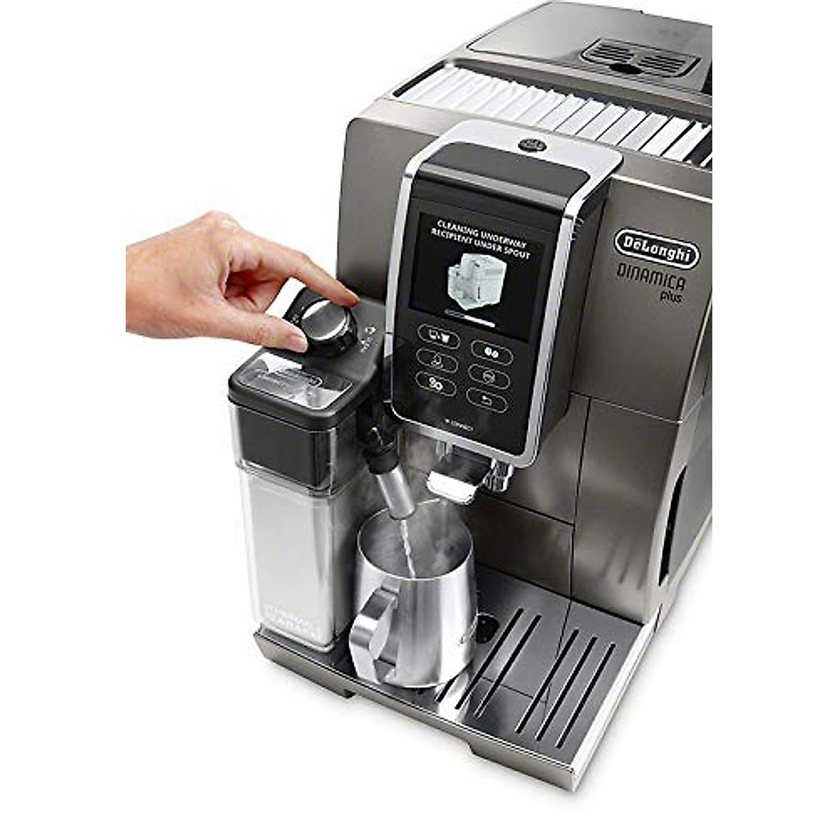 De'Longhi ECAM37095TI Dinamica Plus with LatteCrema System, Fully Automatic Coffee Machine, Colored Touch Display,Titanium