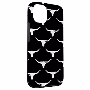 iPhone 13 Black White Texas Pattern Austin Dallas Western Longhorn Case