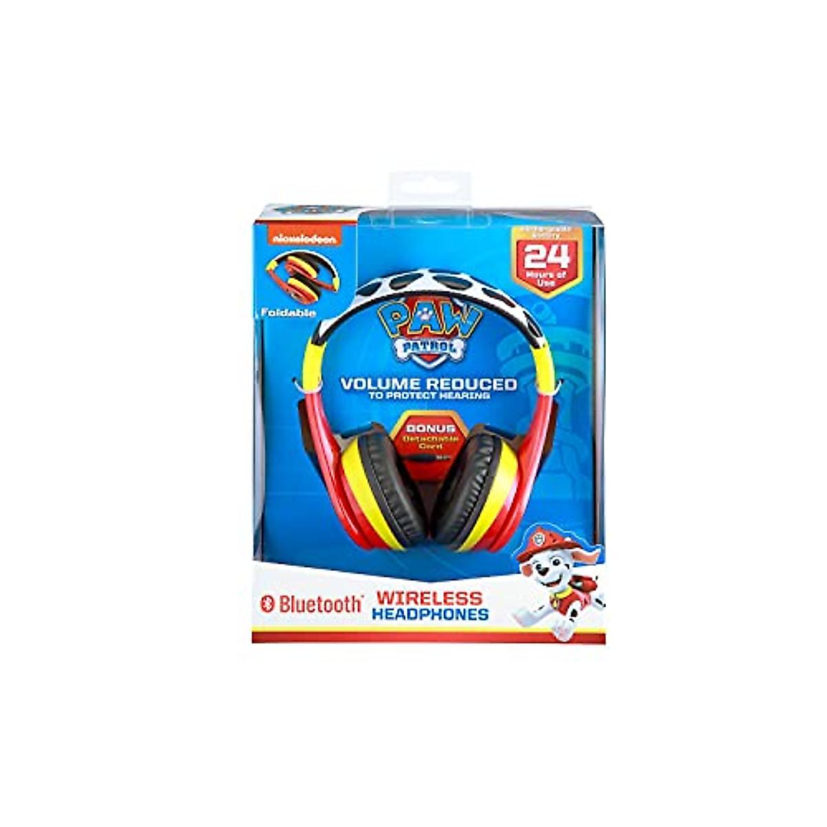 eKids Paw Patrol Kids Bluetooth Headphones, Wireless Headphones with Microphone Includes Aux Cord, Volume Reduced Kids Foldable Headphones for School, Home, or Travel