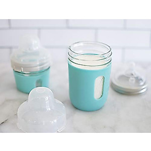 Mason Bottle Silicone Sleeve: Fits Any 8 Ounce Regular-Mouth Mason Jar, Extra Grip and Protection, Non-Toxic, Dishwasher Safe, Made in The USA (Agave Color)
