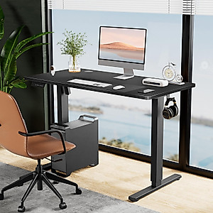 SMUG Standing Desk, Adjustable Height Electric Sit Stand Up Down Computer Table, 48x24 Inch Ergonomic Rising Desks for Work Office Home, Modern Gaming Desktop Workstation, Black