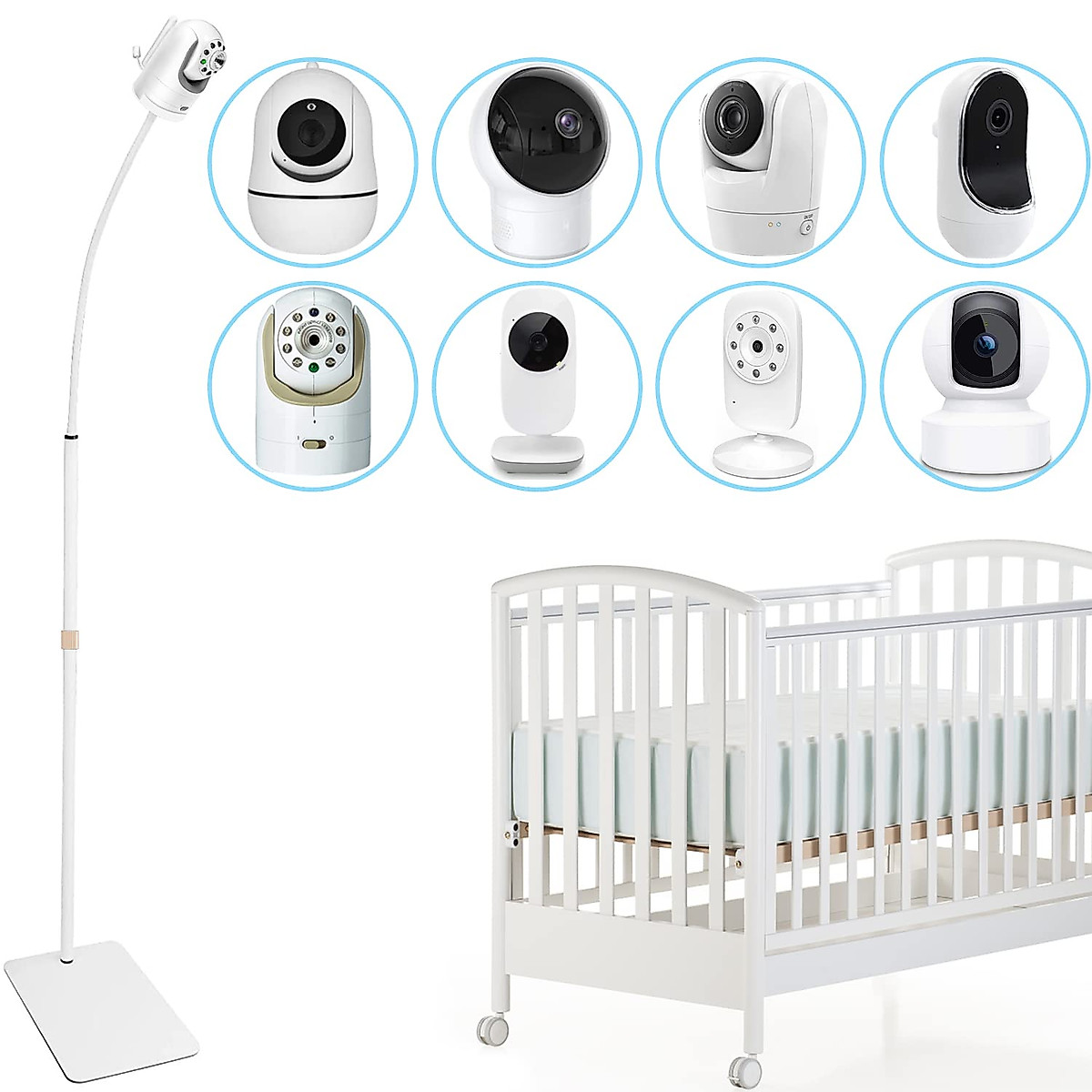 AOZTSUN 67 inch Adjustable Height Baby Monitor Floor Stand Holder for Infant Optics DXR-8 Pro,eufy HelloBaby HB65/HB66/HB248,ANMEATE SM935E or Any Cameras with 1/4 Screw Mount