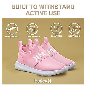 Hurley Camby Kids Slip On Canvas Sneakers – Low Cut Skateboarding Shoes for Kids, Running, Walking, Breathable Sports Shoes for Boys and Girls, Pink